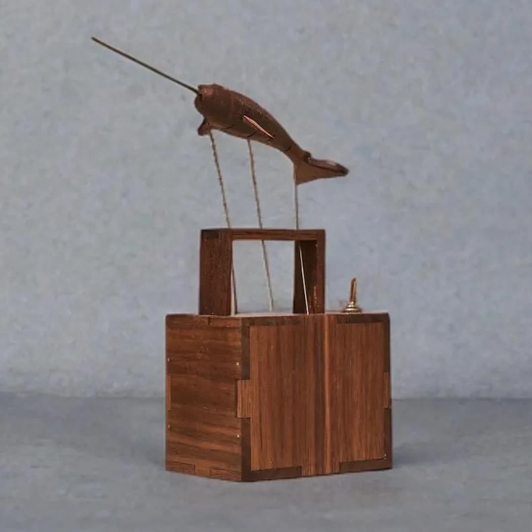 Wooden Whale, Automata Whale, Narwhal Music Box, Mechanical Whale ...