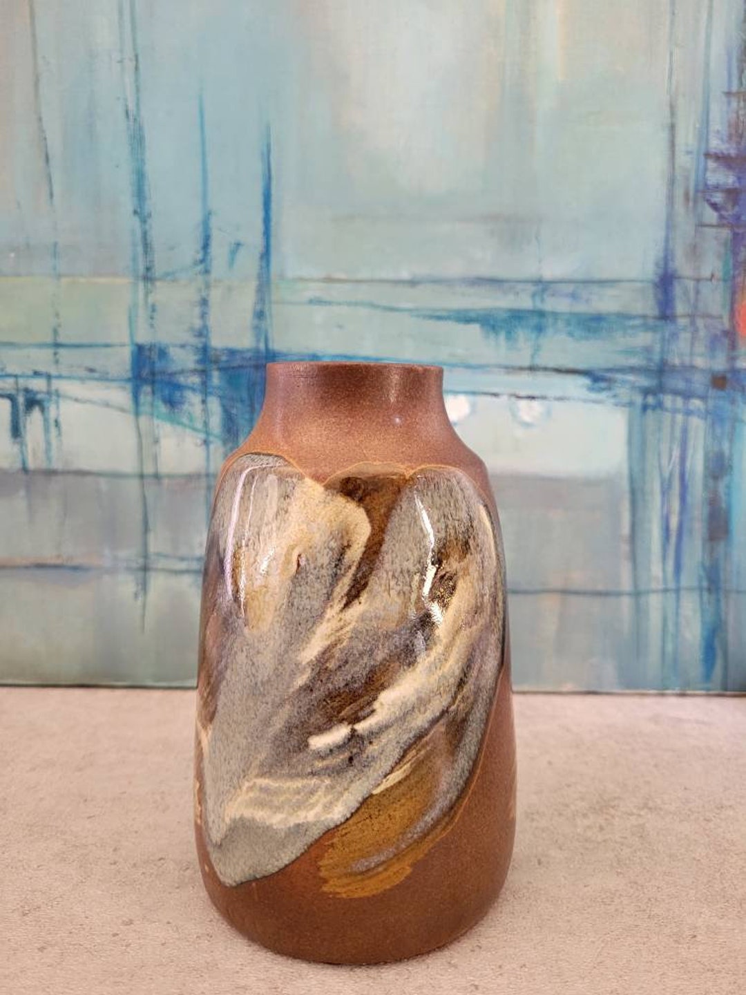 Vintage Brown Ceramic Vase - Earthy Tones Pottery Studio - Etsy