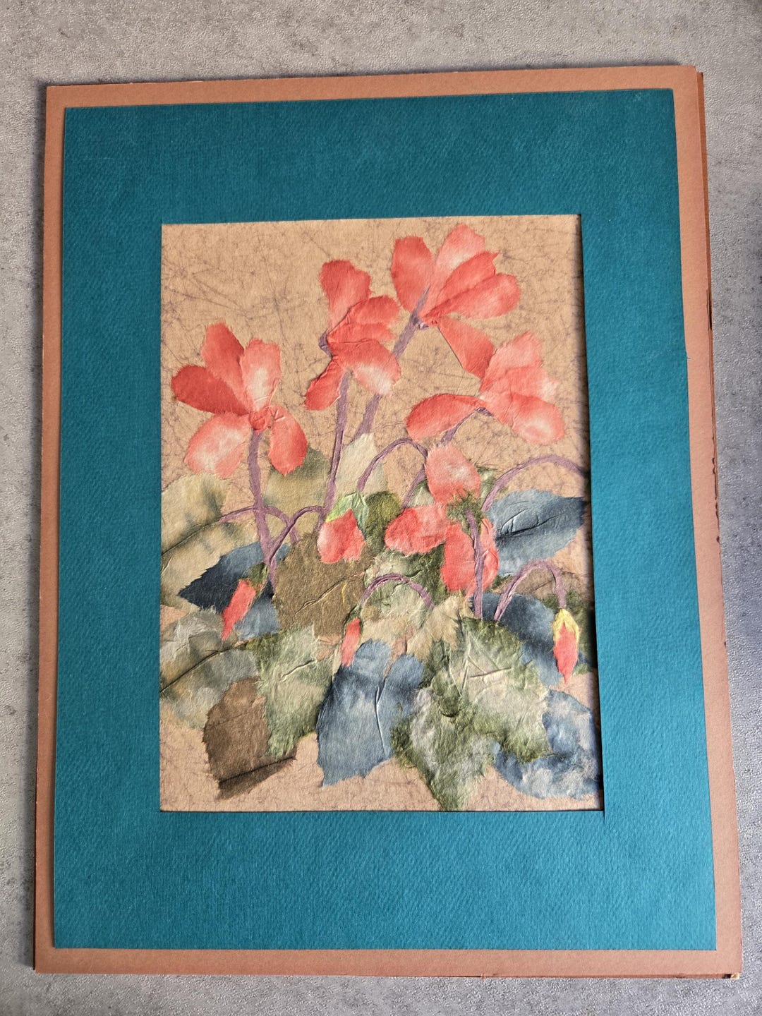 Vintage Japanese Chigiri-e Shikishi Paper Pink Art Floral Design, Hand ...