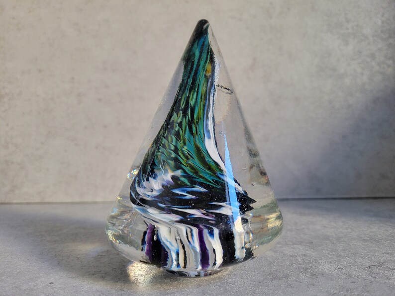 Vintage Cone Paperweight Blue Green White and Clear Paper - Etsy
