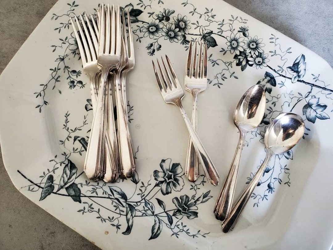 Luxor Wallace Spoons & Forks Mixed Set Antique Silver Plated Art Deco ...