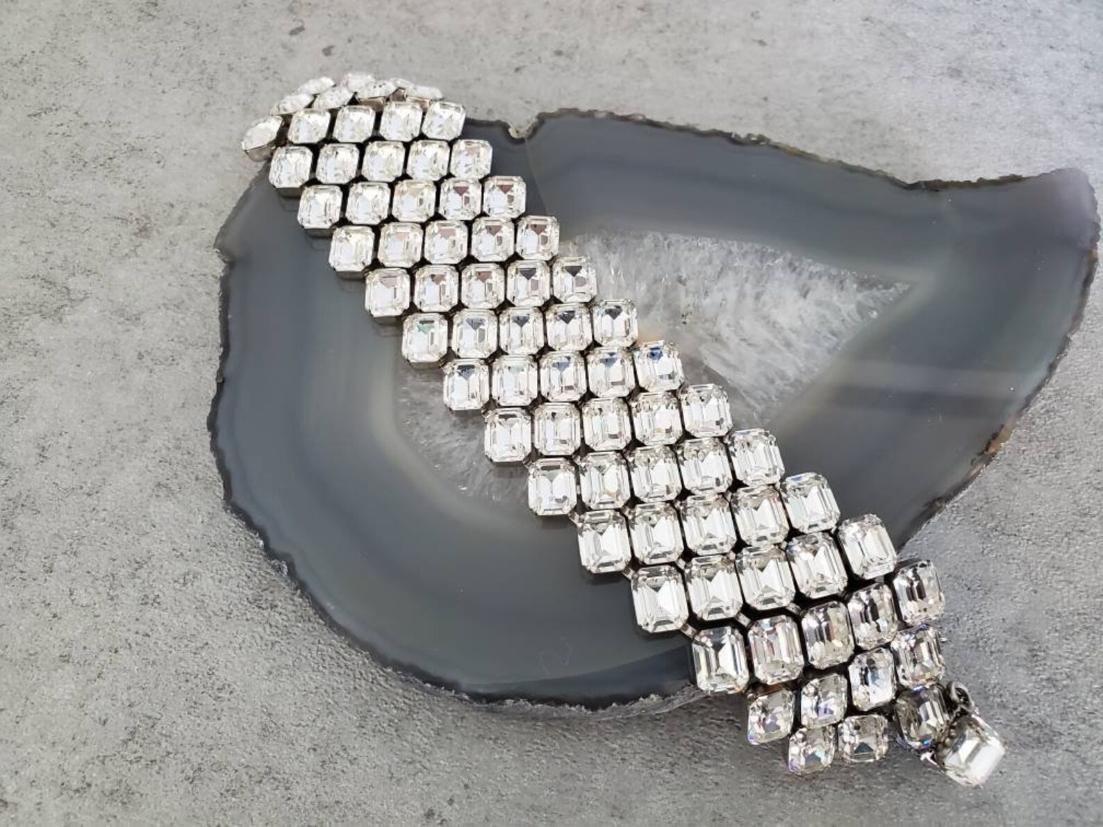 Weiss Rhinestone Bracelet Vintage Bridal Jewelry Wide - Etsy