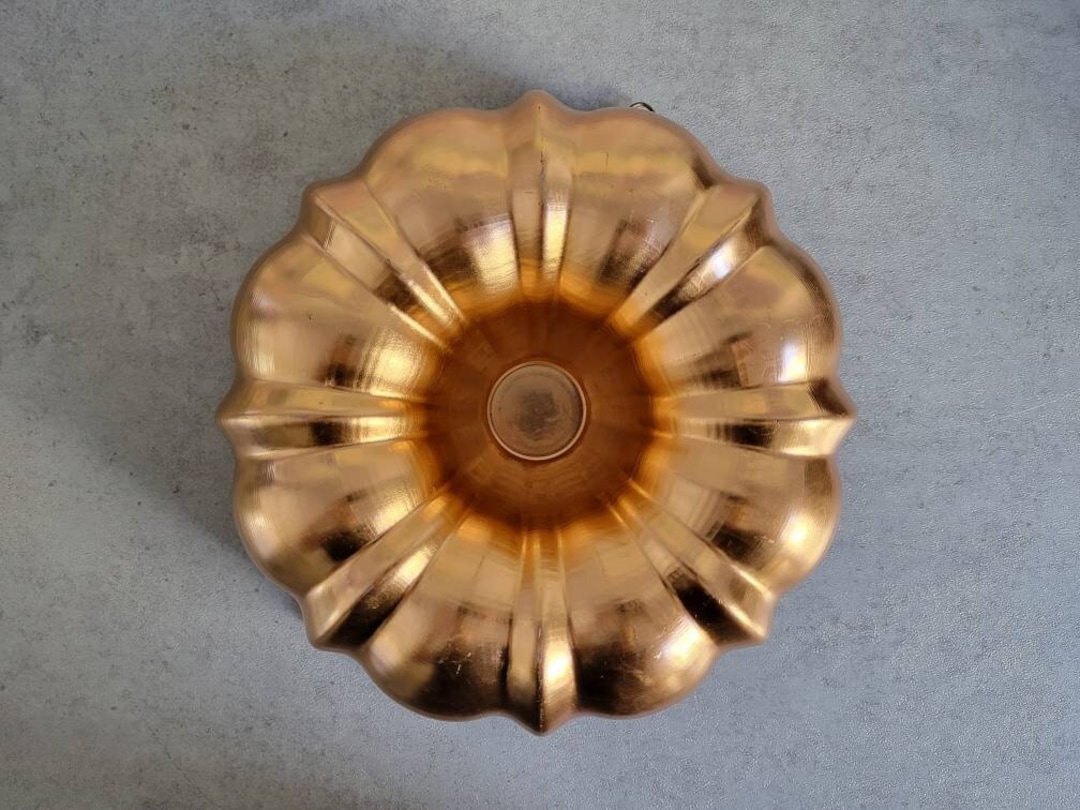 Copper Bundt Cake Pan - Vintage Copper Metal Baking Pan, Ornate Cake ...