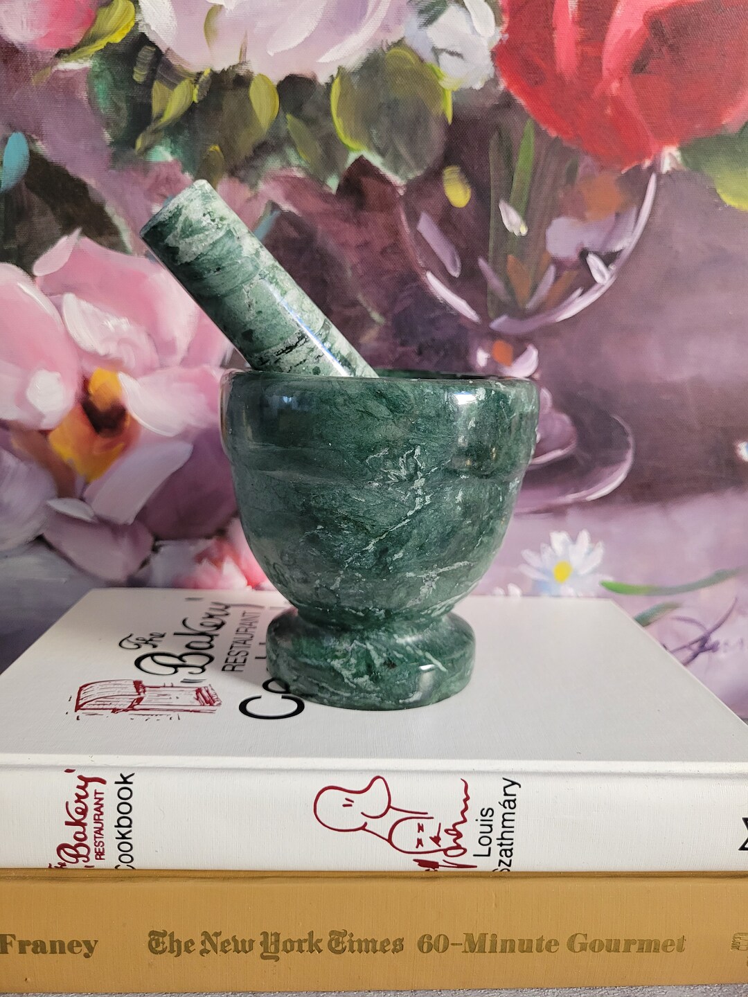 Vintage Green Marble Mortar and Pestle - Etsy