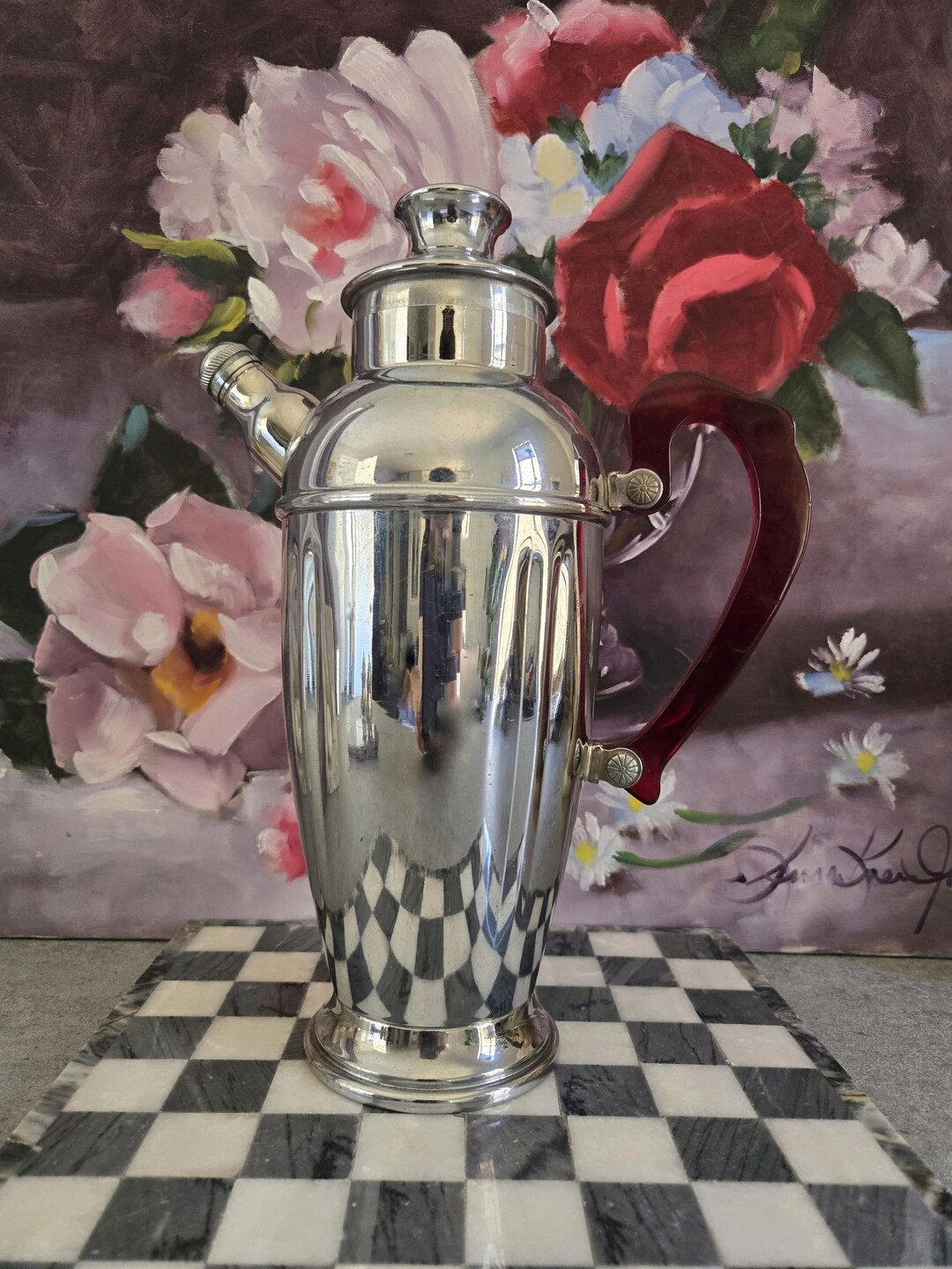 Art Deco Cocktail Pitcher - Chromium Large Vintage Chrome Cocktail ...