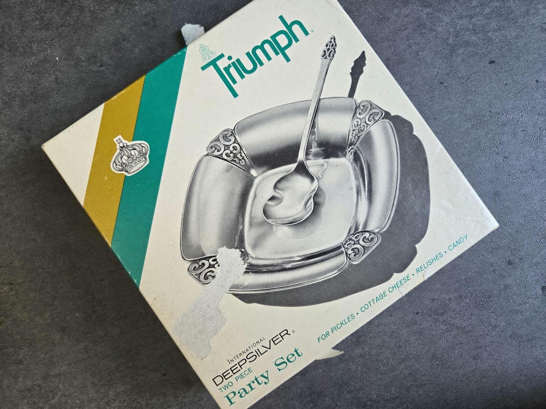 Triumph Small Silver Ornate Bowl and Spoon - Vintage Relish, Candy ...