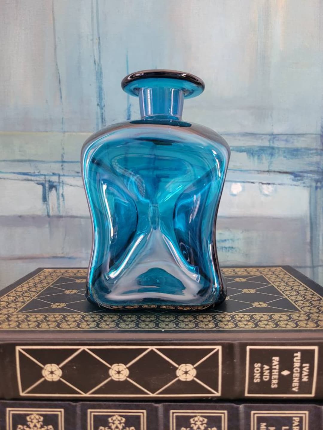 Holmegaard Kluk Kluk Blue Decanter, Turquoise Glass Bottle, Mid-century ...