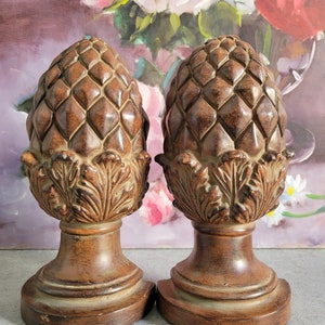Vintage Pineapple Finial Bookends kitchen Decor, Faux Wood Neoclassical ...