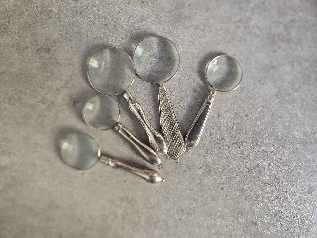 Vintage Small Magnifying Glass Set of 6 With Silver Plated Ornate ...