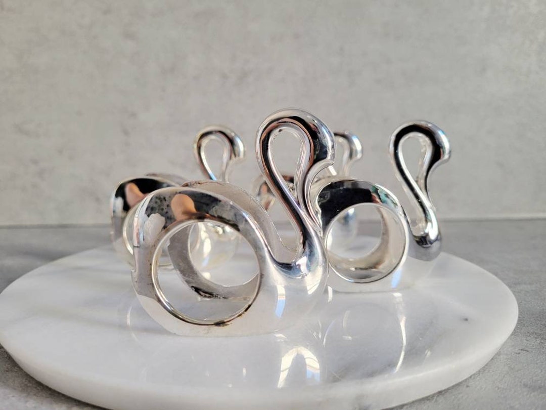 Swan Napkin Ring Set of 15 - Vintage Silver Plated Rings, Holiday Table ...