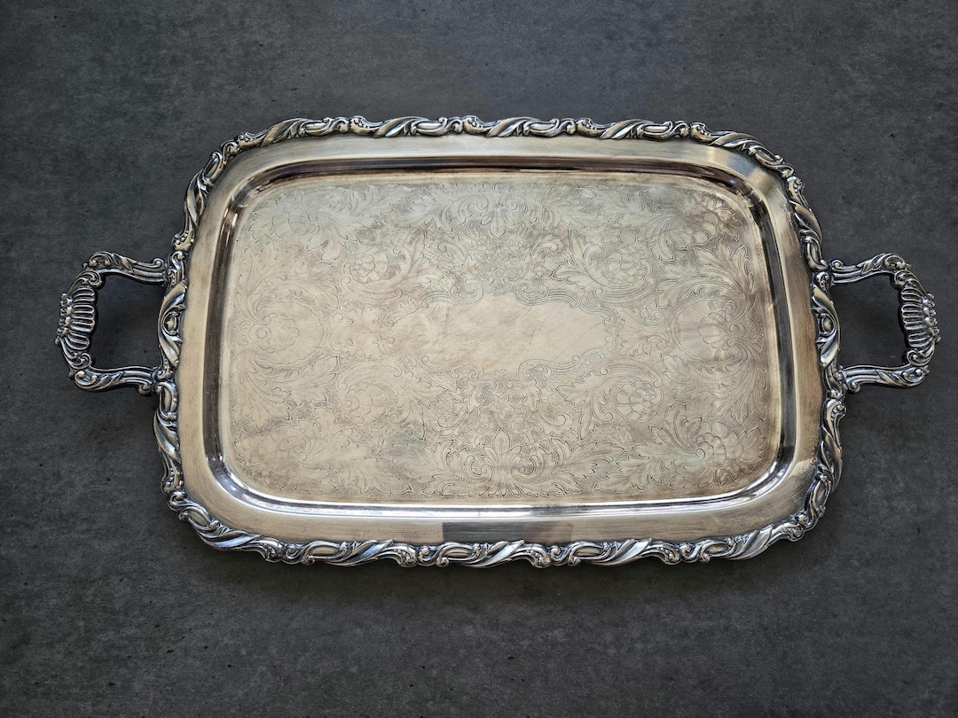Vintage Serving Tray With Handles -oneida Large Butler Tray, Silver ...