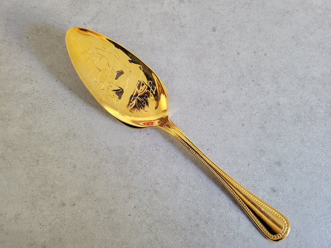 Vintage Gold Pie Server - Community Happy Anniverssary Cake Dessert ...