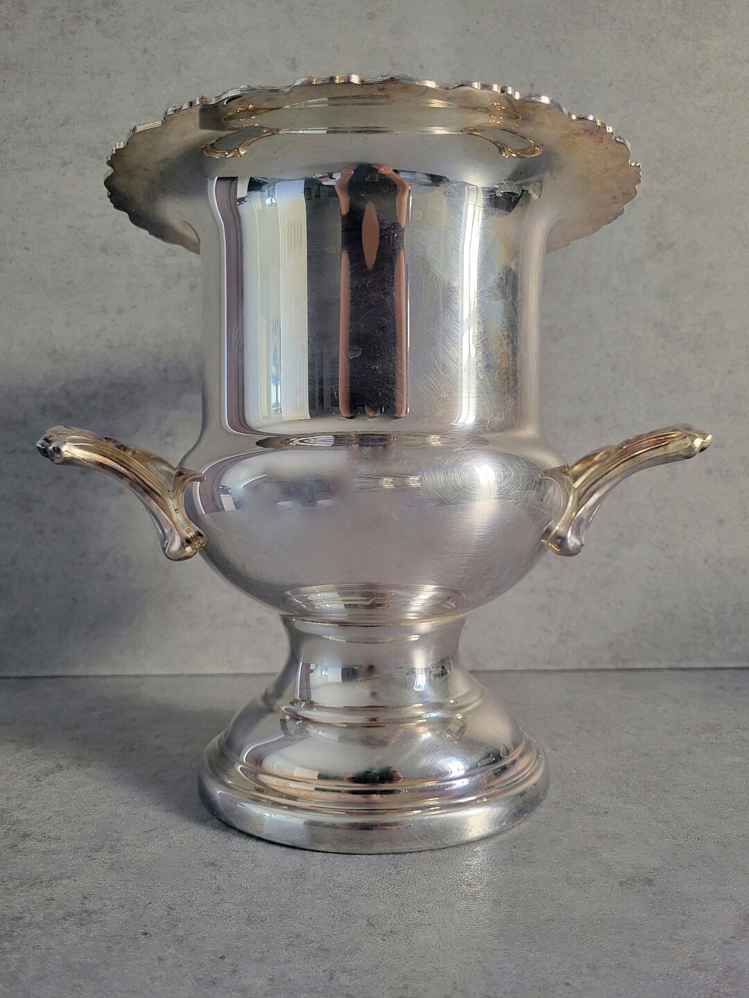 Vintage Silver Plated Champagne Bucket With Handles - Large Footed ...