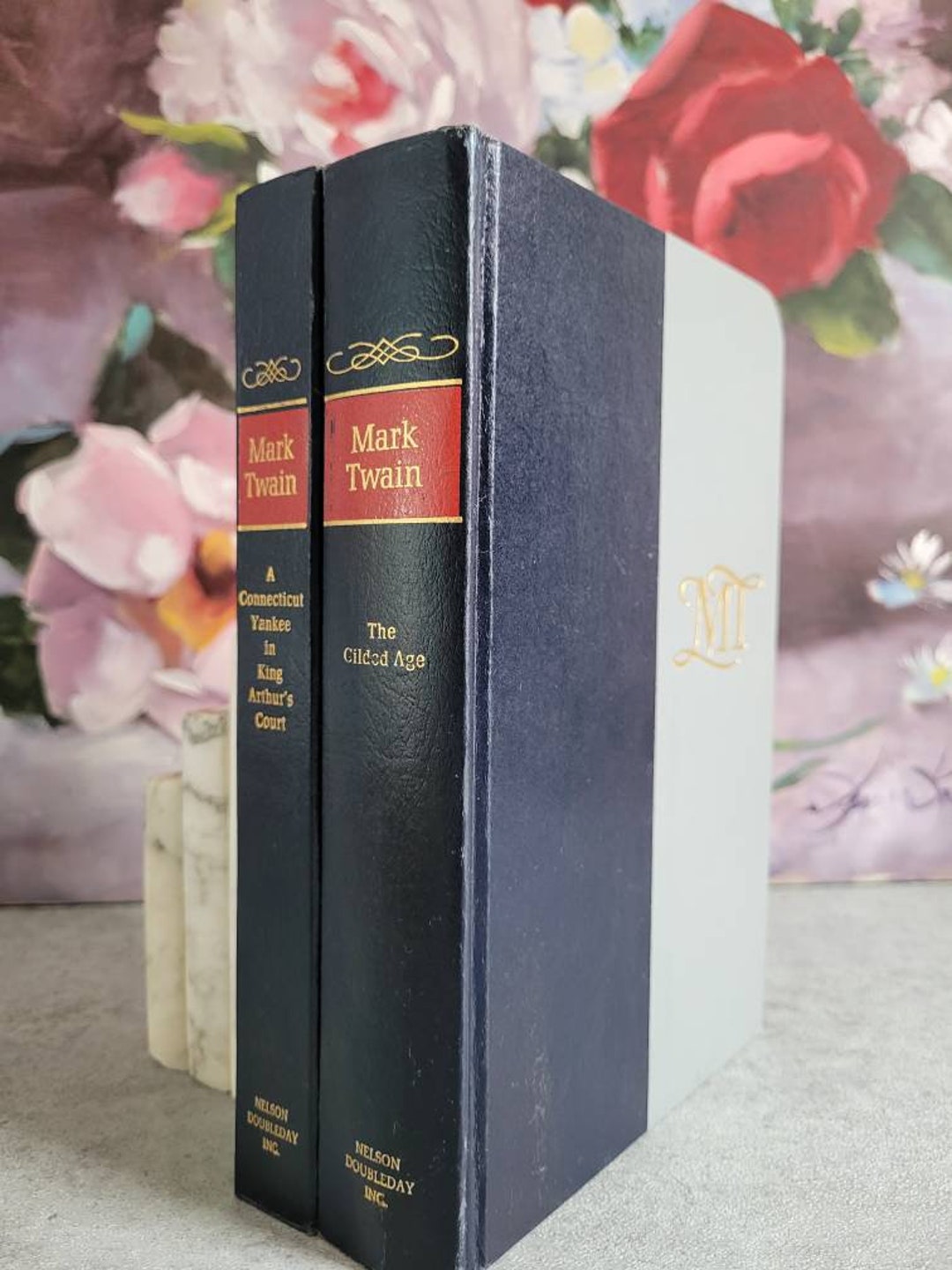 Mark Twain Vintage Book Set of 2 - Gold Blue Hardcover, Gilded Age, A ...