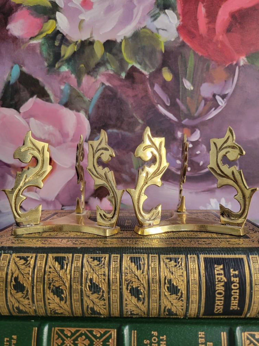Vintage Brass Display Stands for Glass Orb, Paper Weight Display for ...