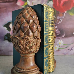 Vintage Pineapple Finial Bookends kitchen Decor, Faux Wood Neoclassical ...