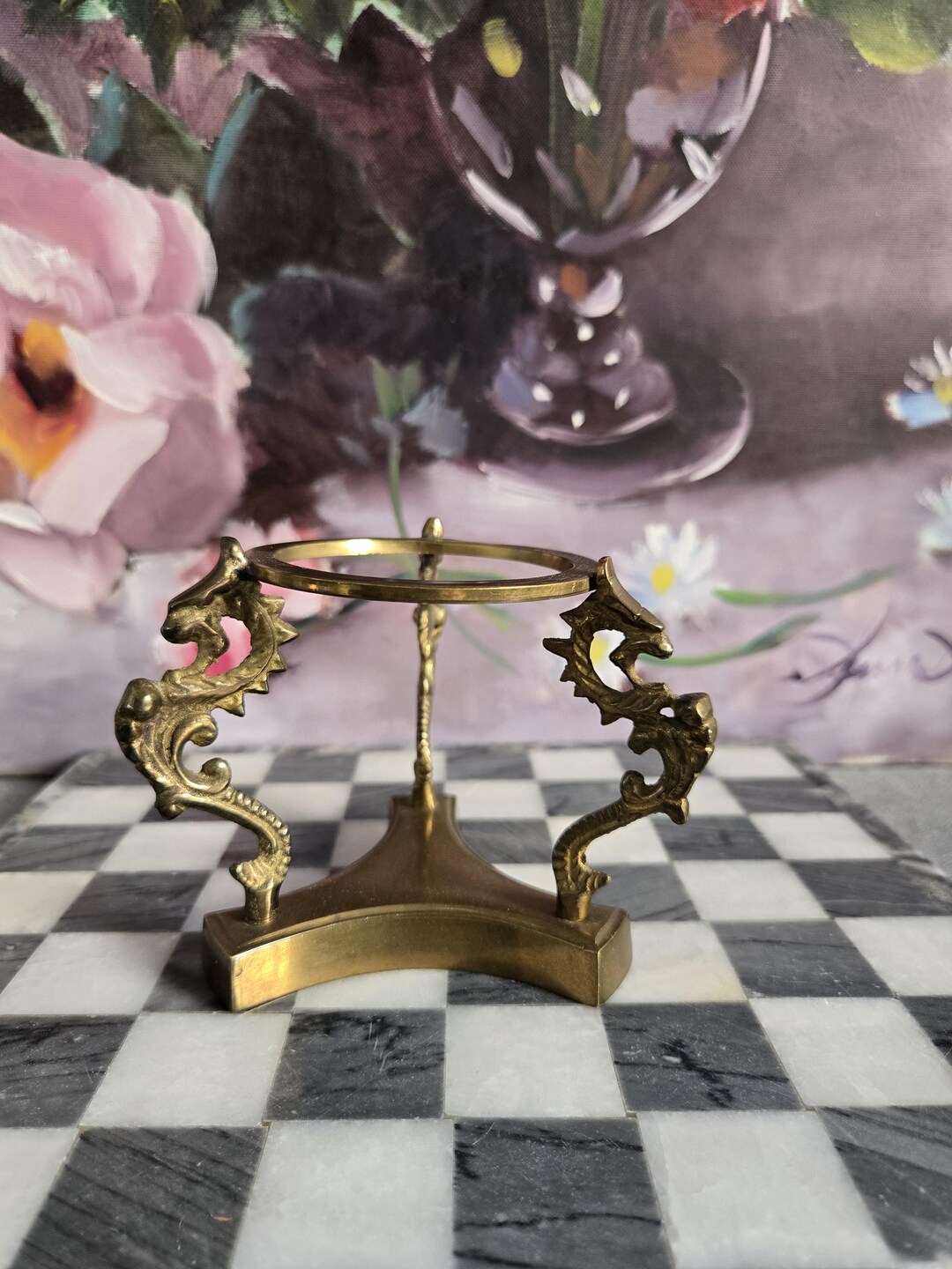 Vintage Brass Display Stand for Glass Orb, Paper Weight, Display for ...