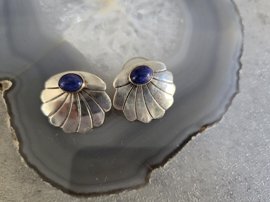 Southwestern Sterling Lapis Shield Post Earrings Jewelry - Southwest ...