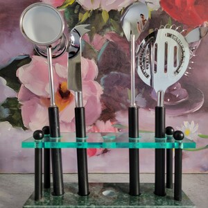 Vintage Barware Set With Marble Stand - Stainless Steel Cocktail Tools ...