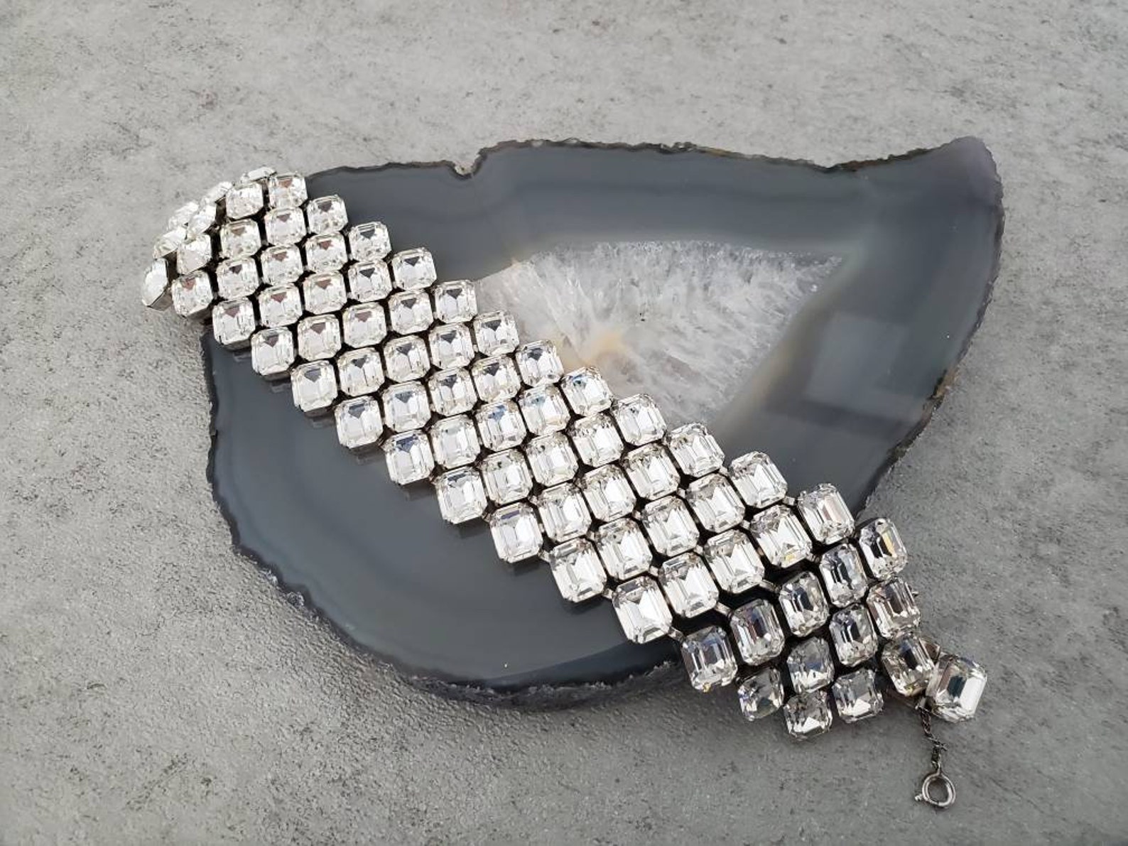 Weiss Rhinestone Bracelet Vintage Bridal Jewelry Wide | Etsy