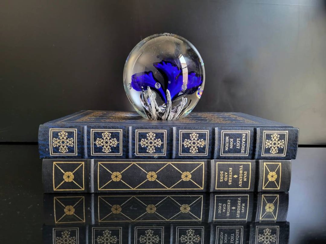 Dale Tiffany Paperweight Blue and Clear Round Paper Weight - Etsy