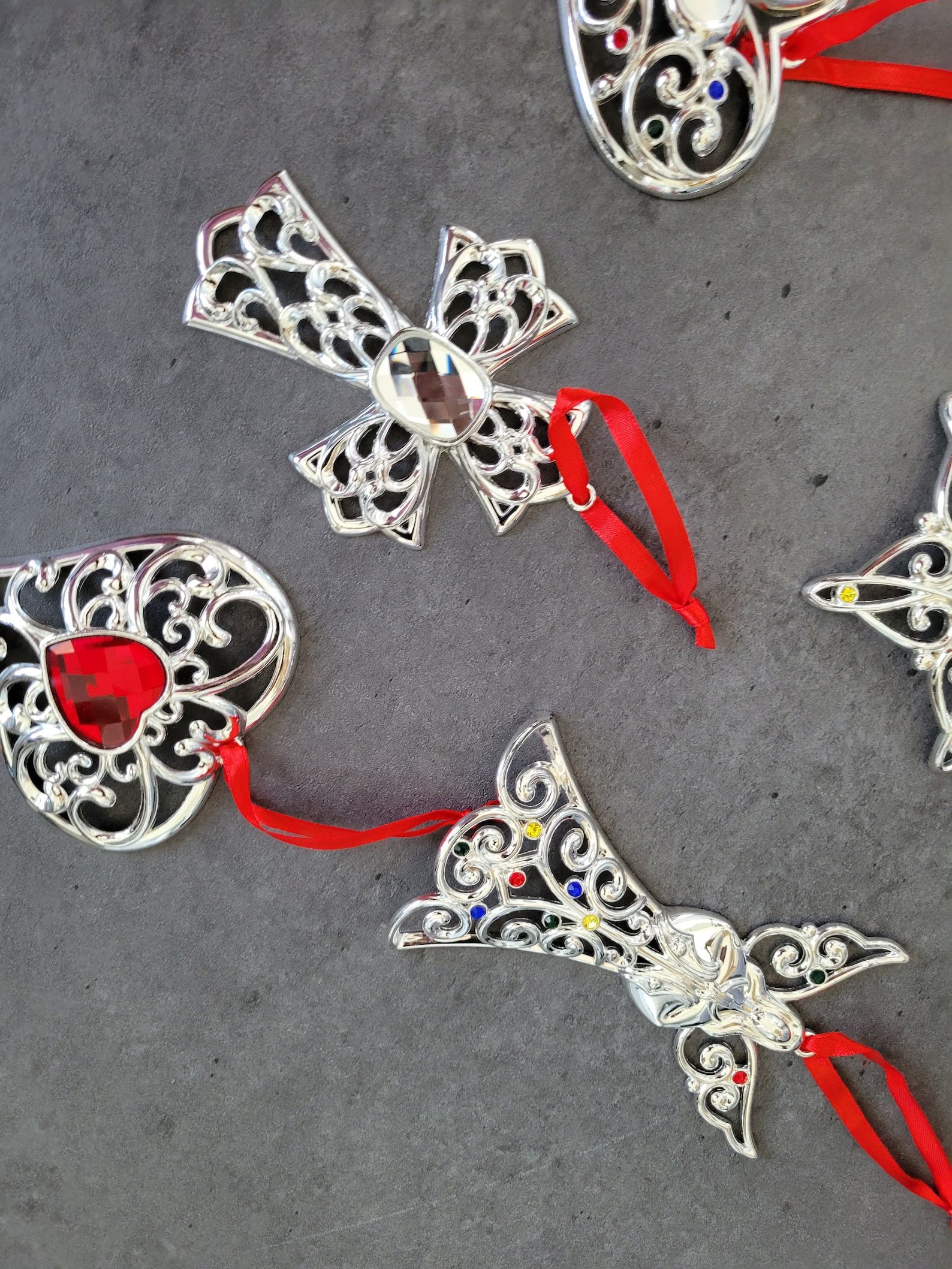 Lenox Christmas Tree Ornaments Set of 9 - Silver-tone Jeweled Snowflake ...