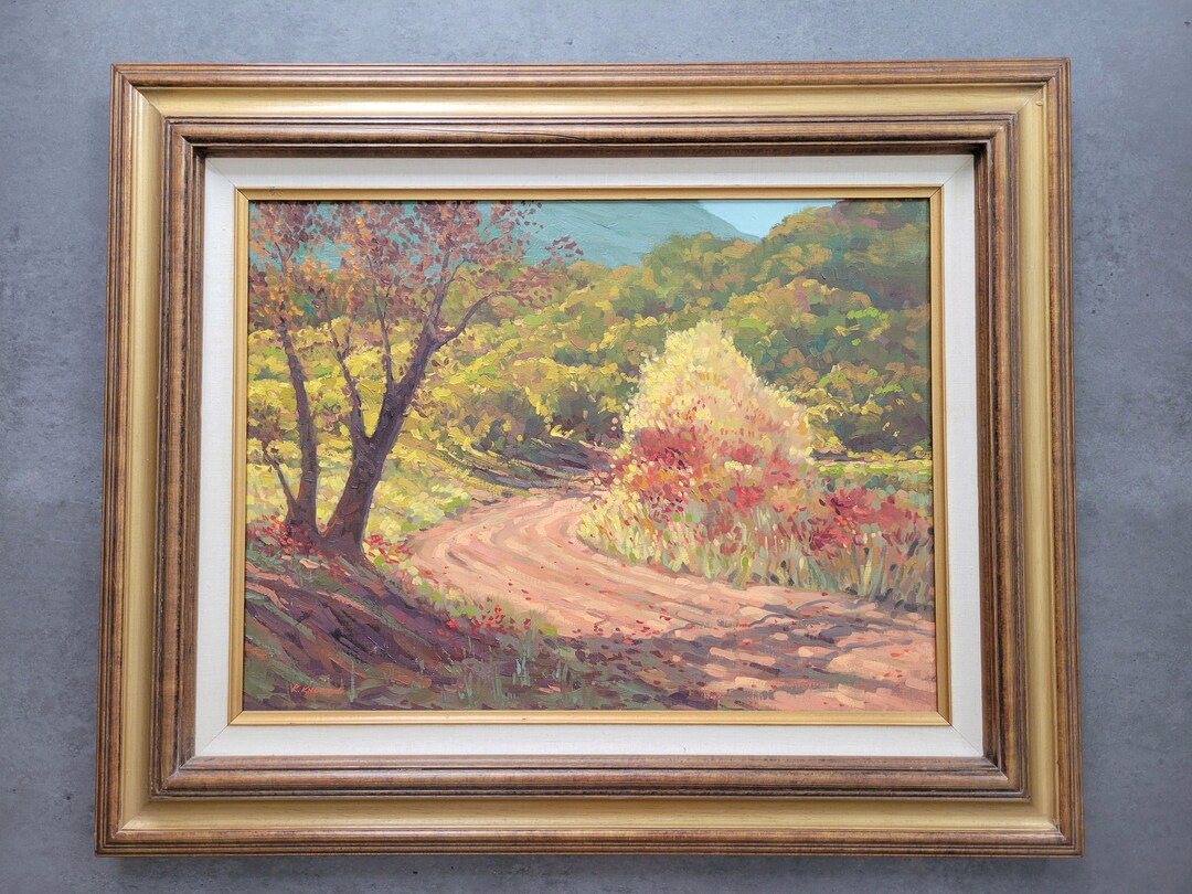 Robert Knudson Original Painting on Canvas - Large Framed Art, Fall Oil ...