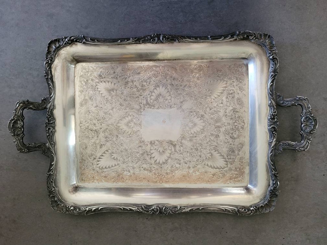Large Butler Tray - Vintage Silver Plated Tray With Handles, Serving ...