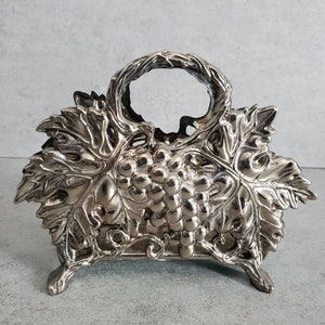 Vintage Silver Napkin Holder - Grape Ornate Design - Gorham Silver ...