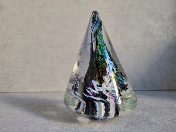 Vintage Cone Paperweight Blue Green White and Clear Paper - Etsy