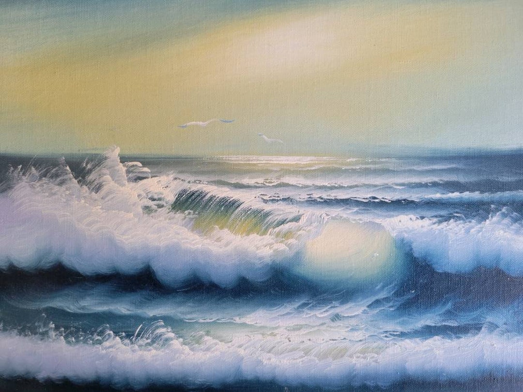 Vintage Seascape Oil Painting - Unframed Original Oil Painting by Roy ...