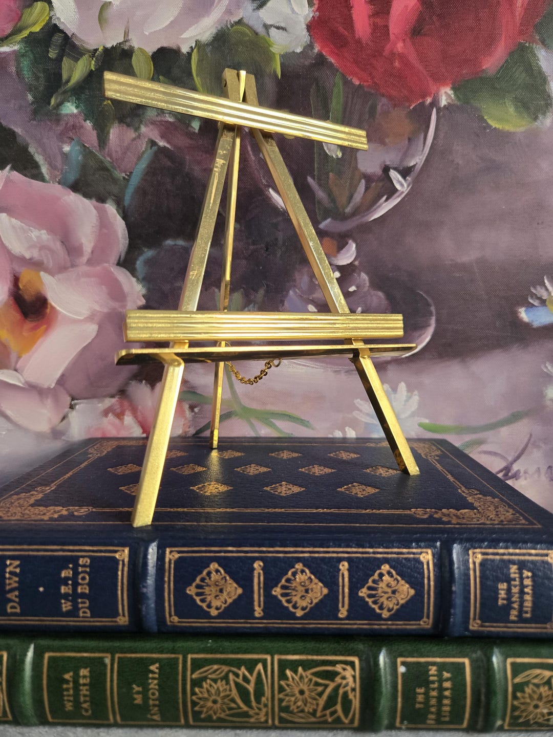 Small Brass Easel - Vintage Gold Table Stand for Business Cards, Signs ...