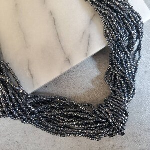 Vintage Micro Beaded Necklace With Ornate Clasp - Knot Metalic Gray ...