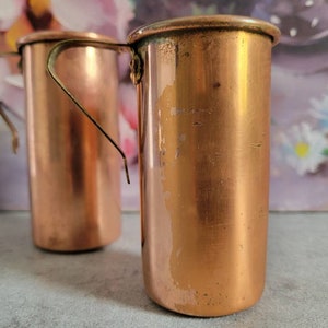 Vintage Copper Measuring Cups Round Copper Cups With Brass Handle - Etsy