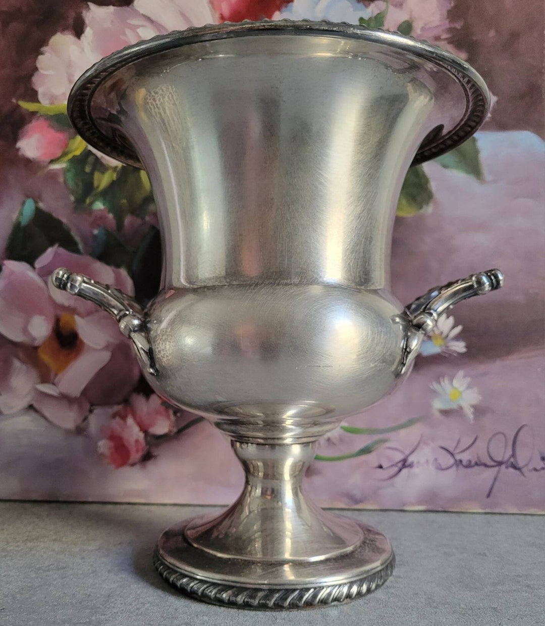 Vintage Silver Plated Champagne Bucket With Handles - Large Footed ...
