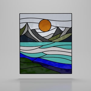 Mountains and Lake Pattern Stained Glass Pattern PDF SVG Digital ...