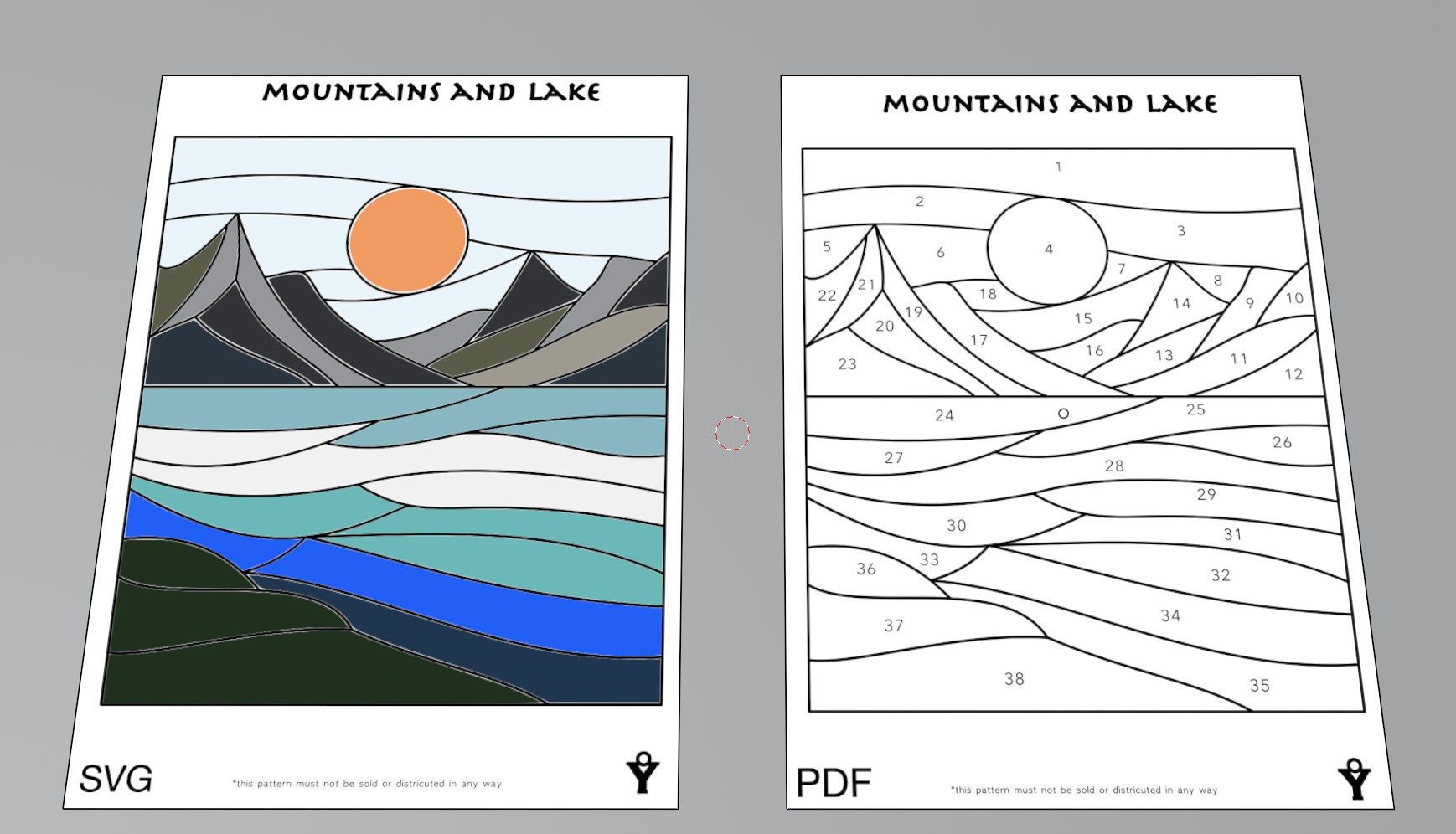 Mountains and Lake Pattern Stained Glass Pattern PDF SVG Digital ...