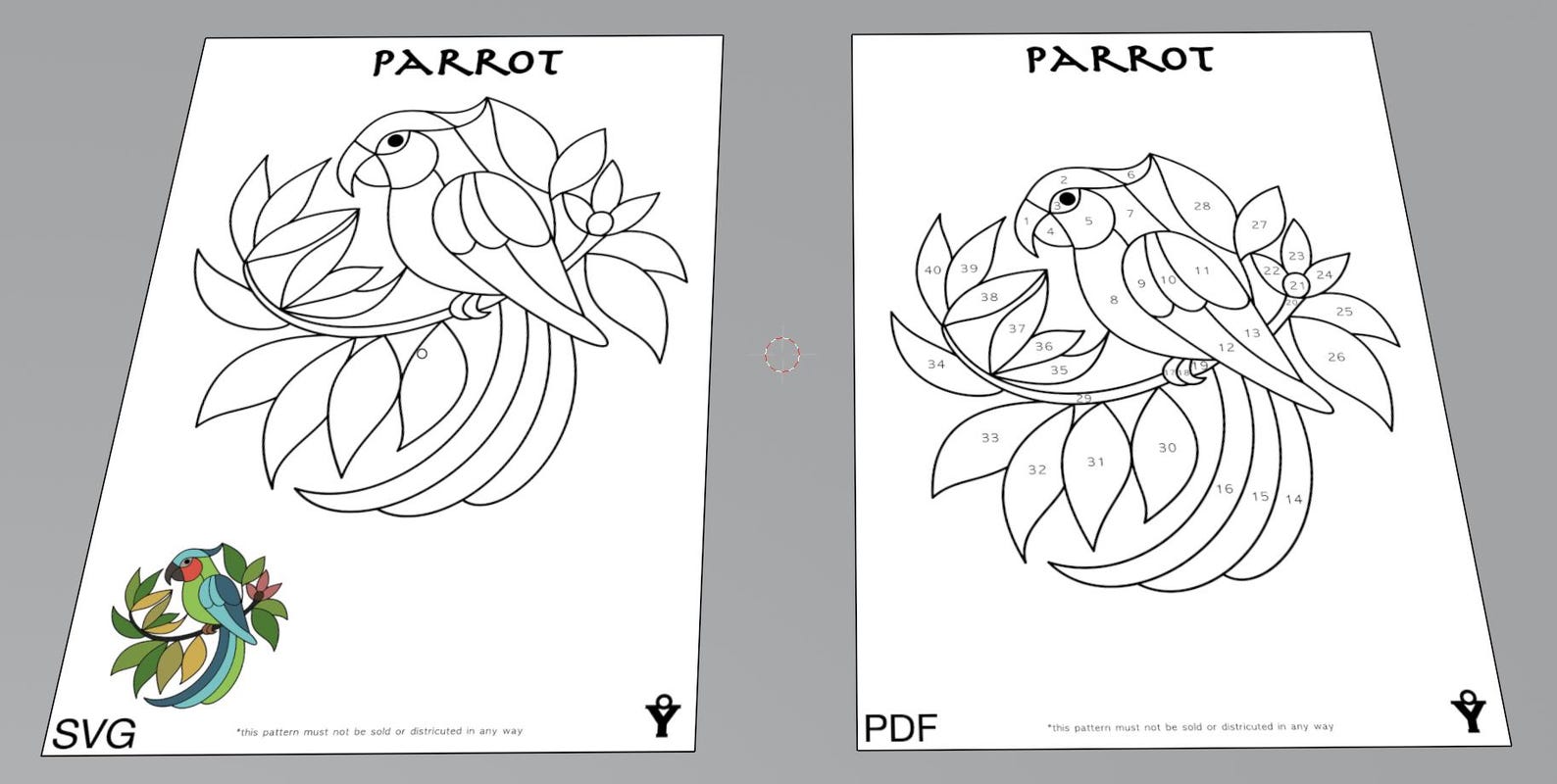 Parrot Stained Glass Pattern: DIY Bird Art (PDF SVG Digital Download A4 ...