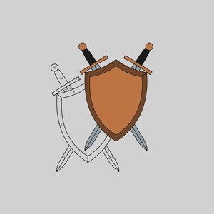 Shield and Swords Stained Glass Pattern: DIY Art (PDF SVG Digital ...