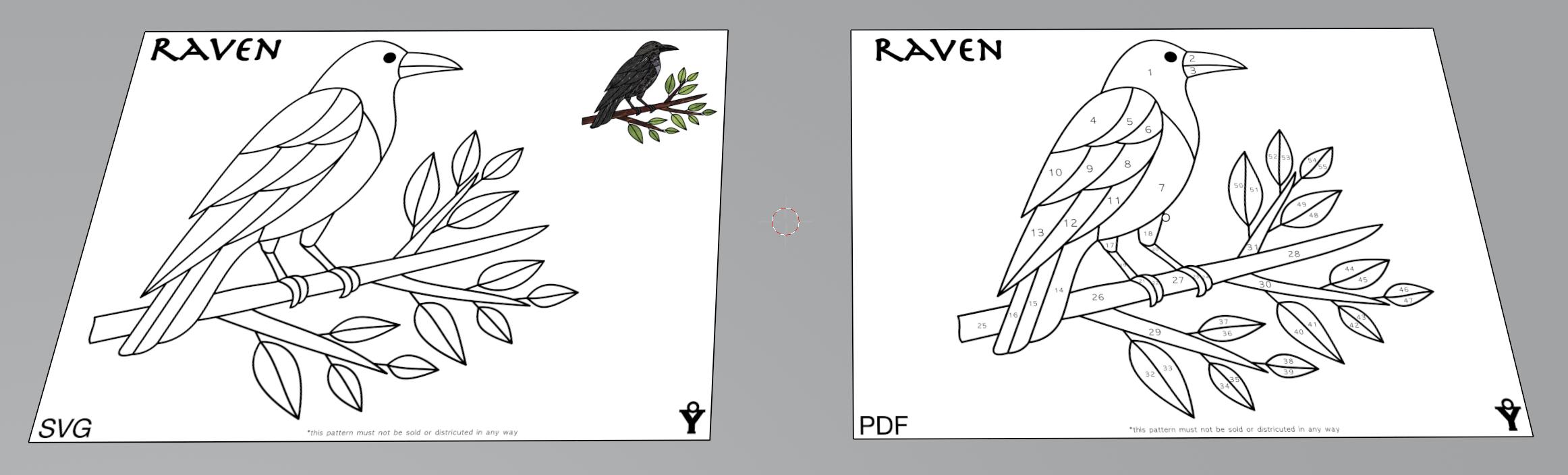 Raven Stained Glass Pattern: DIY Bird Art (PDF, SVG Digital Download ...