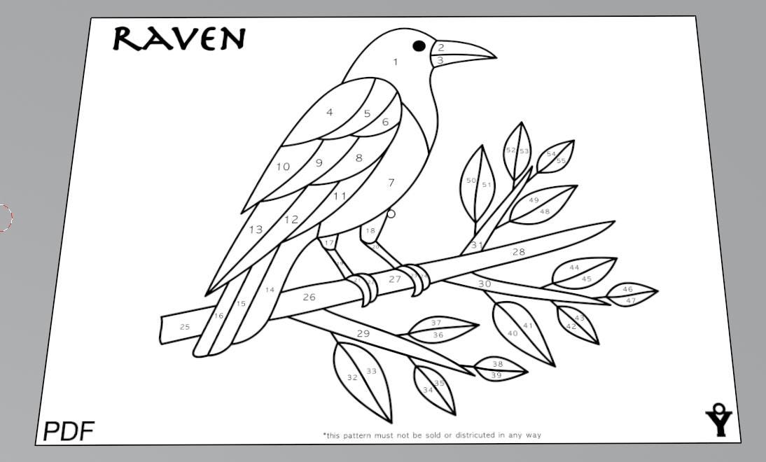 Raven Stained Glass Pattern: DIY Bird Art (PDF, SVG Digital Download ...