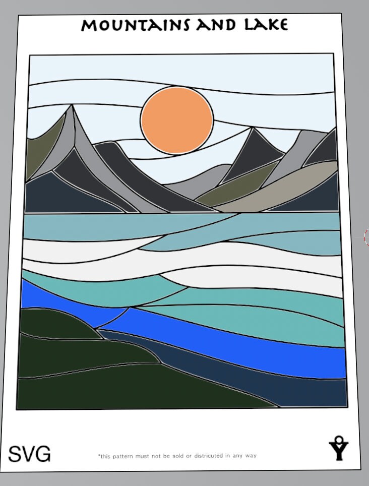 Mountains and Lake Pattern Stained Glass Pattern PDF SVG Digital ...
