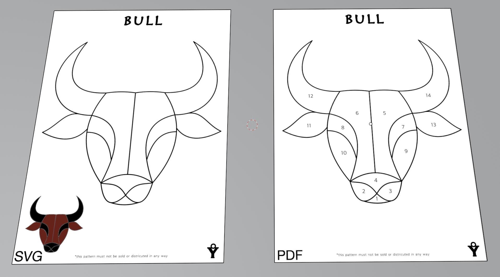 Bull Stained Glass Pattern: Animal SVG PDF (digital Download) - Etsy