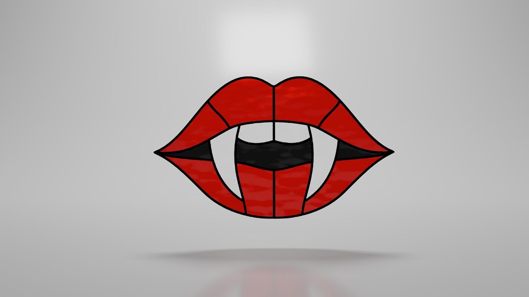 Vampire Lips Stained Glass Pattern: Halloween DIY Decor (PDF, SVG) - Etsy