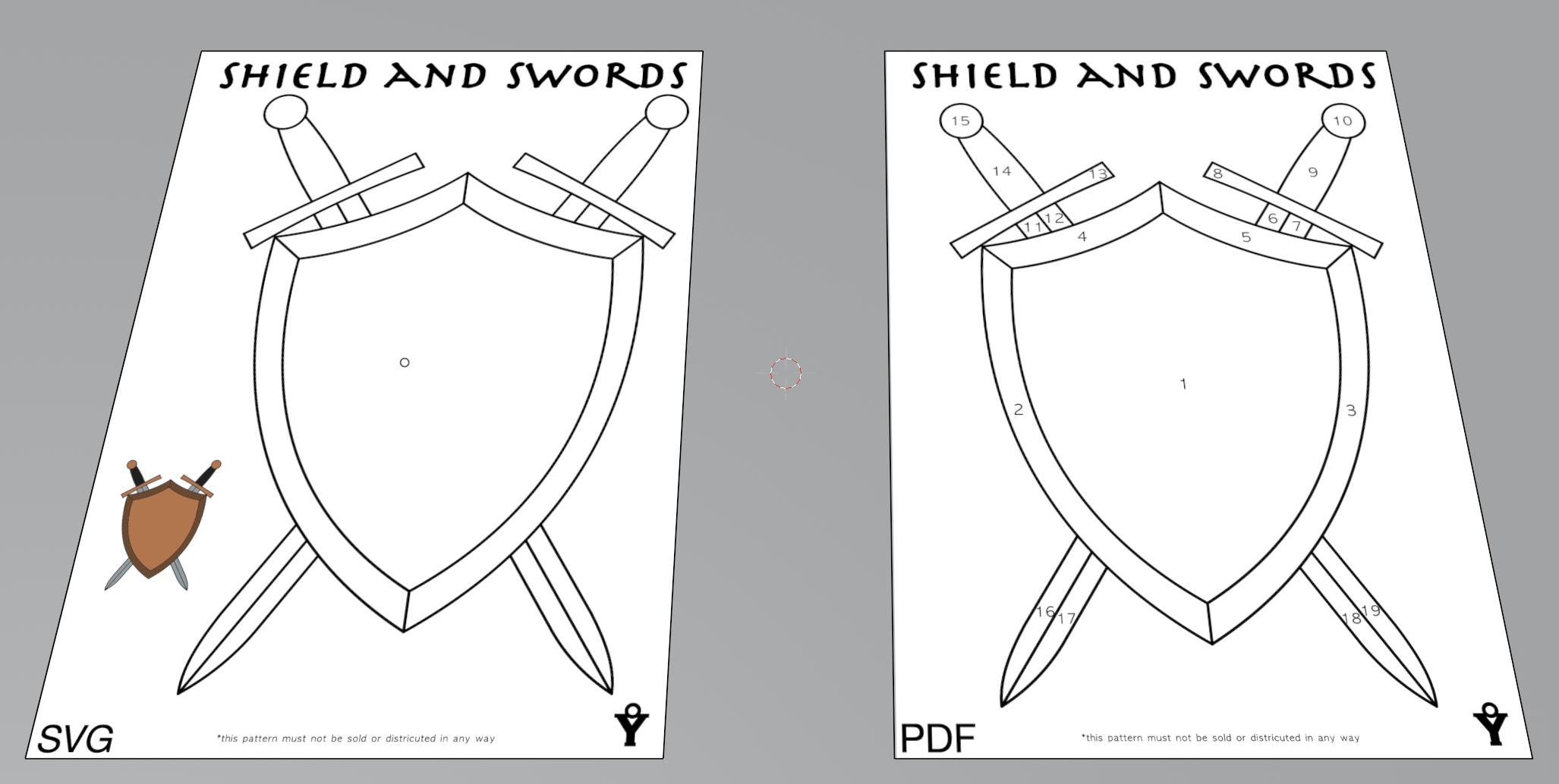 Shield and Swords Stained Glass Pattern: DIY Art (PDF SVG Digital ...