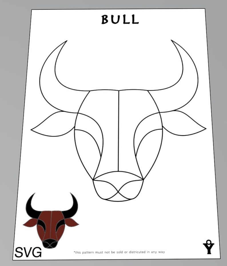 Bull Stained Glass Pattern: Animal SVG PDF (digital Download) - Etsy