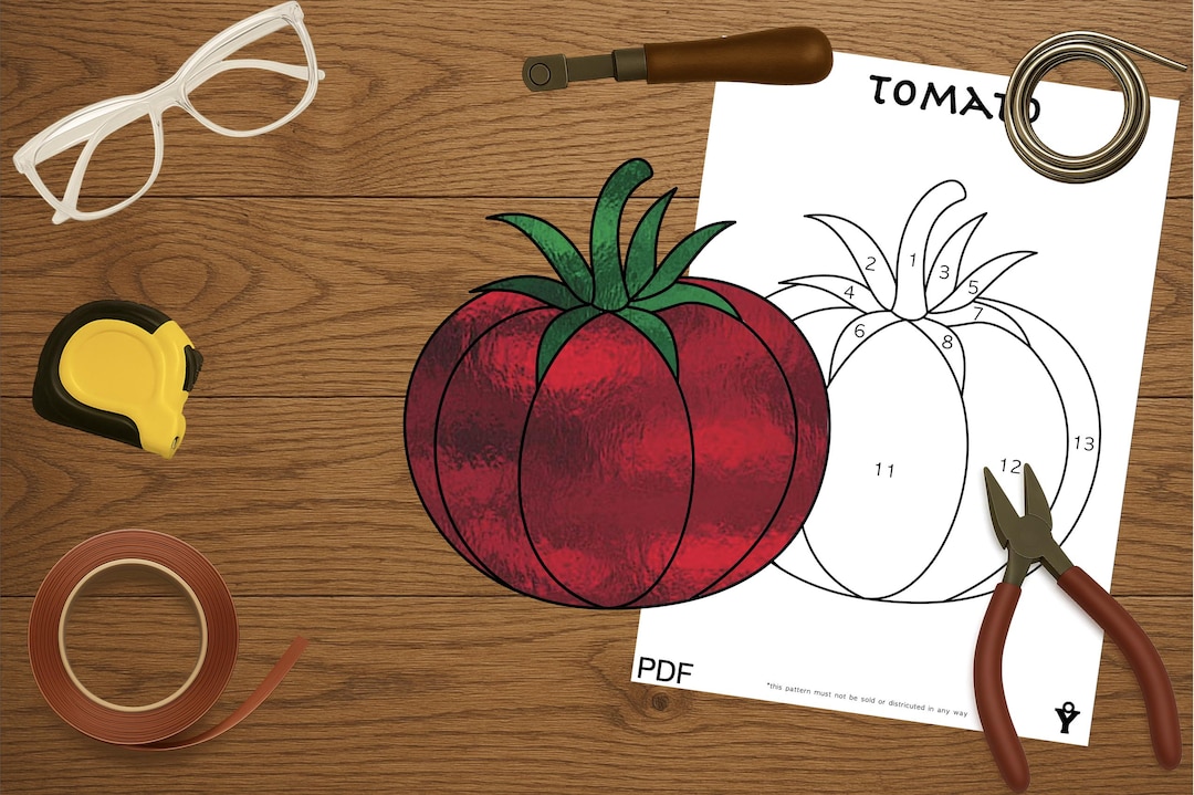 Tomato Stained Glass Pattern: DIY Art, Craft, Wall Decor (PDF, SVG ...