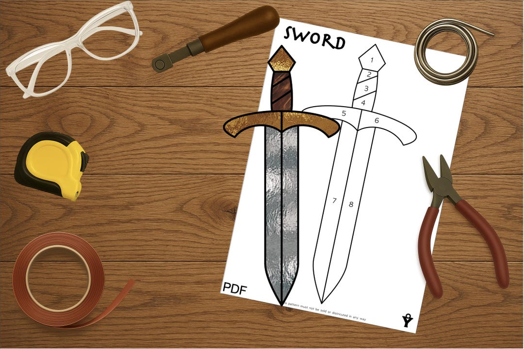 Sword Stained Glass Pattern: DIY Art, Hobby Craft (PDF, SVG Digital ...