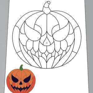 Halloween Pumpkin Pattern Stained Glass Pattern PDF SVG Digital ...