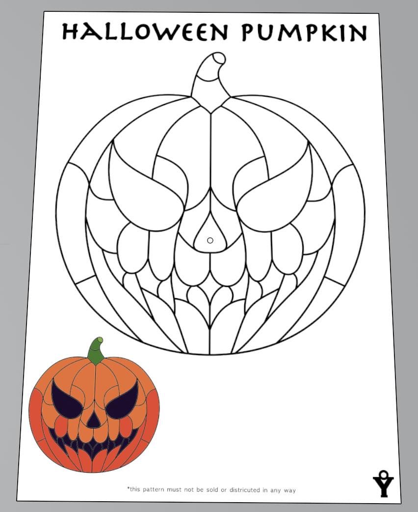 Halloween Pumpkin Pattern Stained Glass Pattern PDF SVG Digital ...